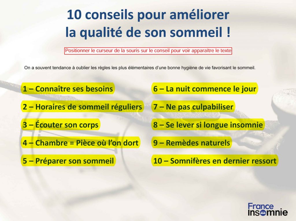 10 conseils pour améliorer la qualité de son sommeil ! - France Insomnie